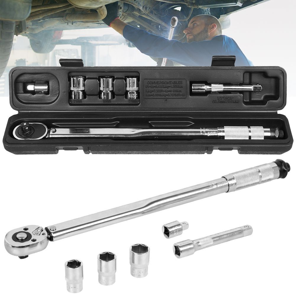 Ratcheting Torque Wrench 1/2" Square Drive 28-210Nm w/ Extension Bar ...