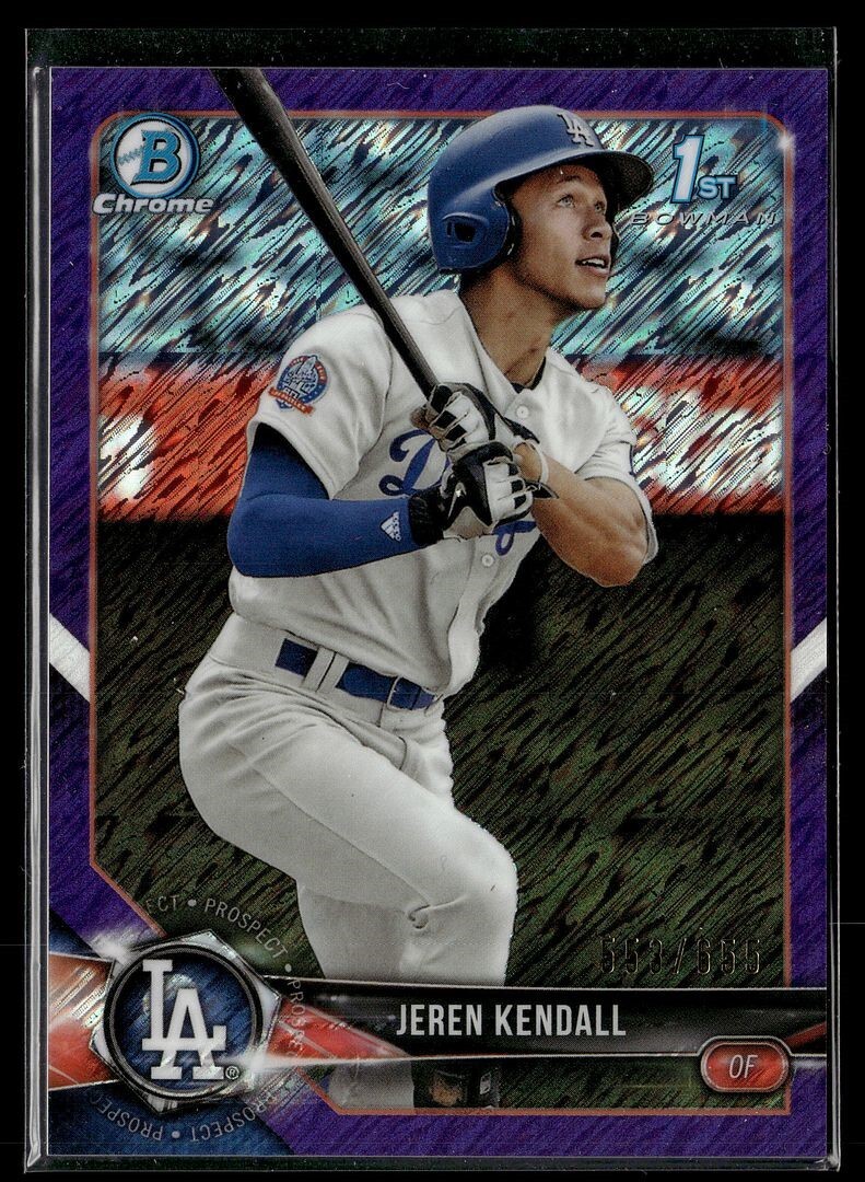 2018 BOWMAN CHROME PURPLE /655 1ST PROSPECT SHIMMER JEREN KENDALL ...