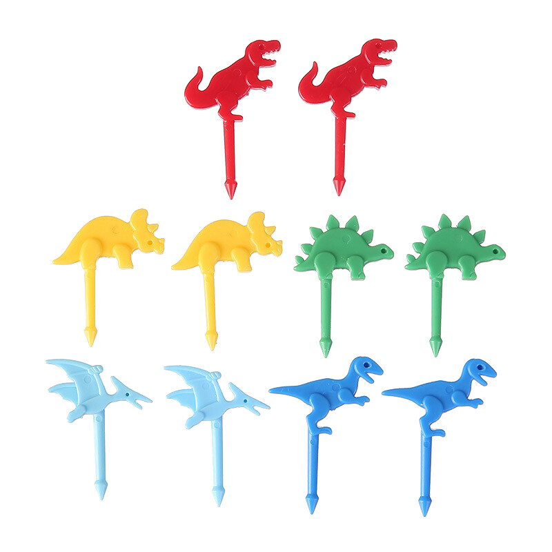 10Pcs/set Cartoon Fruit Fork Cute Dinosaur Cupcake Decoration Food ...