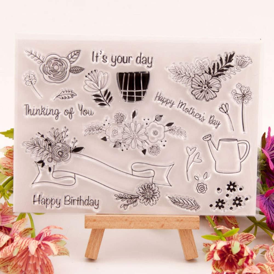 Thinking of You Muttertag Happy Birthday Wishes Floral Blumen Blätter ...