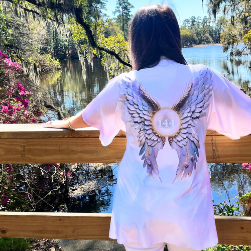 Angel Wing Kimono Short Robe | Silk Twill Handsewn | Zaneta Ra Art ...