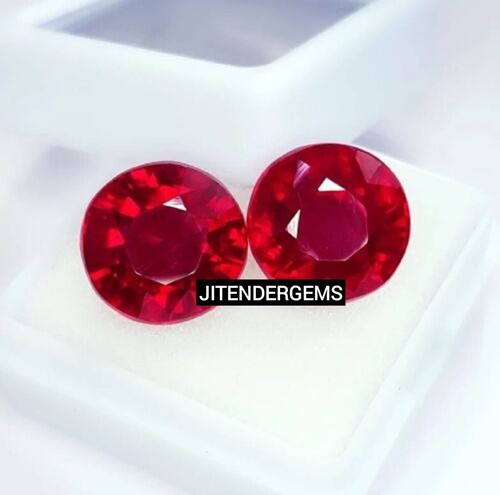 Natural Burmese Red Ruby 20 Ct+ Flawless Round 2 Pcs Treated Loose ...
