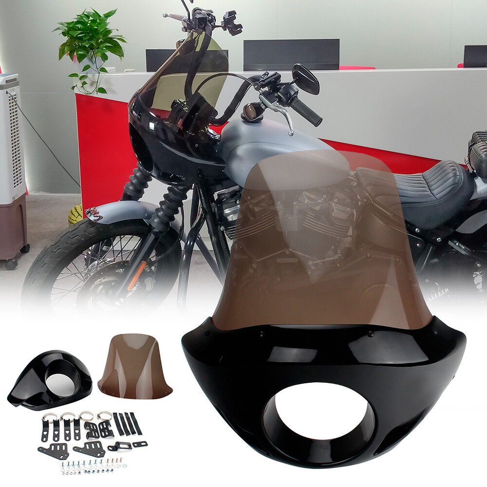 22" Headlight Fairing Windshield For Harley Dyna FXDL FXDF Sportster XL ...