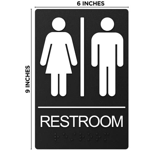 Restroom Signs Bathroom Sign For Business - For Men and Women - 9" by 6 ...