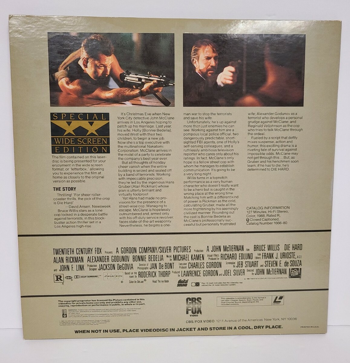 DIE HARD LaserDisc LD 2 discs SPECIAL WIDE SCREEN ED Bruce Willis ...