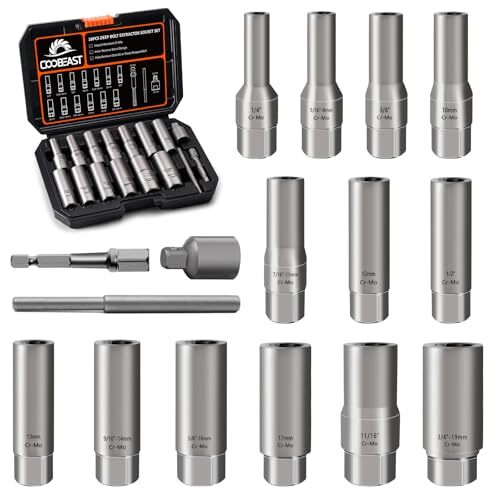Deep Bolt Extractor Kit, 16Pcs Bolt Extractor Socket Set for Rounded ...