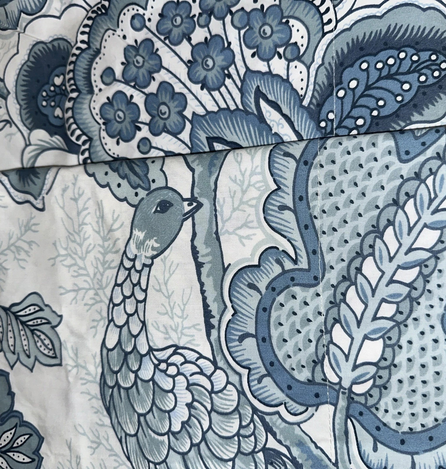 POTTERY BARN PAIGE BIRDS FLORAL PALAMPORE BLUE WHITE KING SIZE DUVET ...