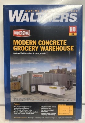 Walthers HO Scale Modern Concrete Grocery Warehouse Building Kit #933 ...