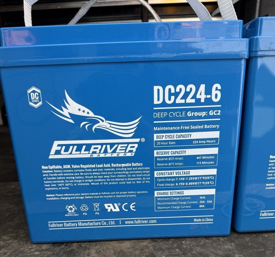 Fullriver GC2 6V 224Ah AGM Deep Cycle Battery DC224-6 Sealed ...