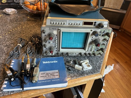 Tektronix 465B Oscilloscope + Digital Multimeter DM44 w/Pictured Cables ...