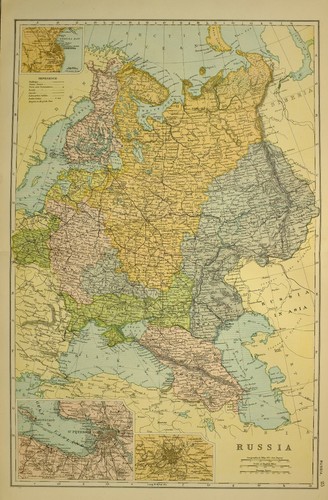1912 LARGE ANTIQUE MAP RUSSIA TRANSCAUCASIA CRIMEA ST PETERSBURG POLAND ...
