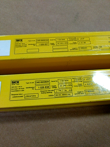 Sick C4000 Safety Light Curtain Set w/ Receiver(C40E-0903DB200 ...