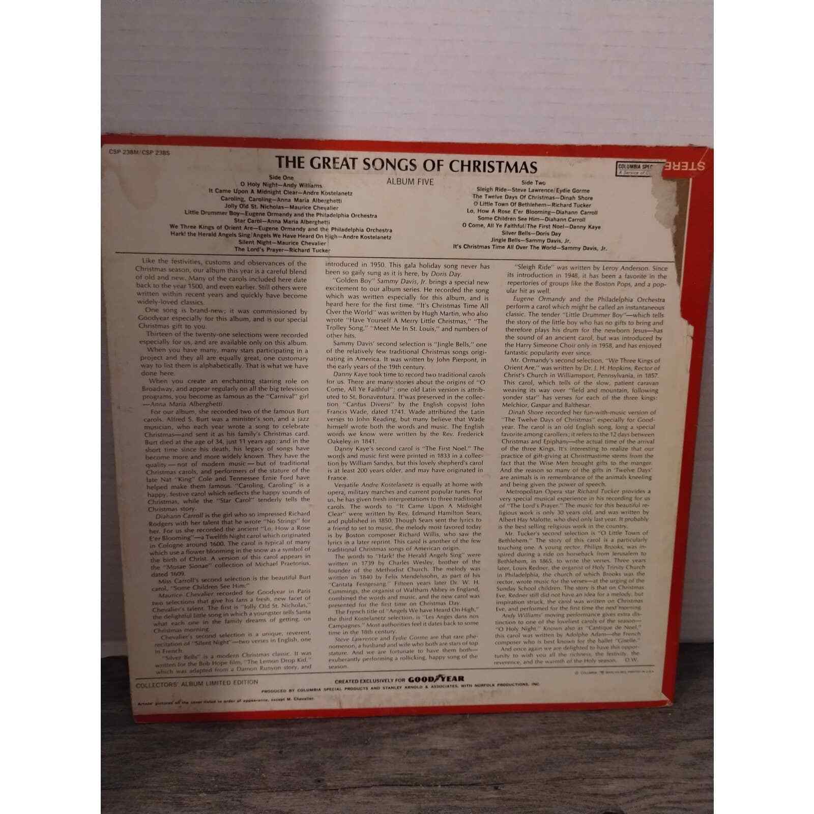 GOODYEAR "The Great Songs Of Christmas - Album Five" LP Columbia ...