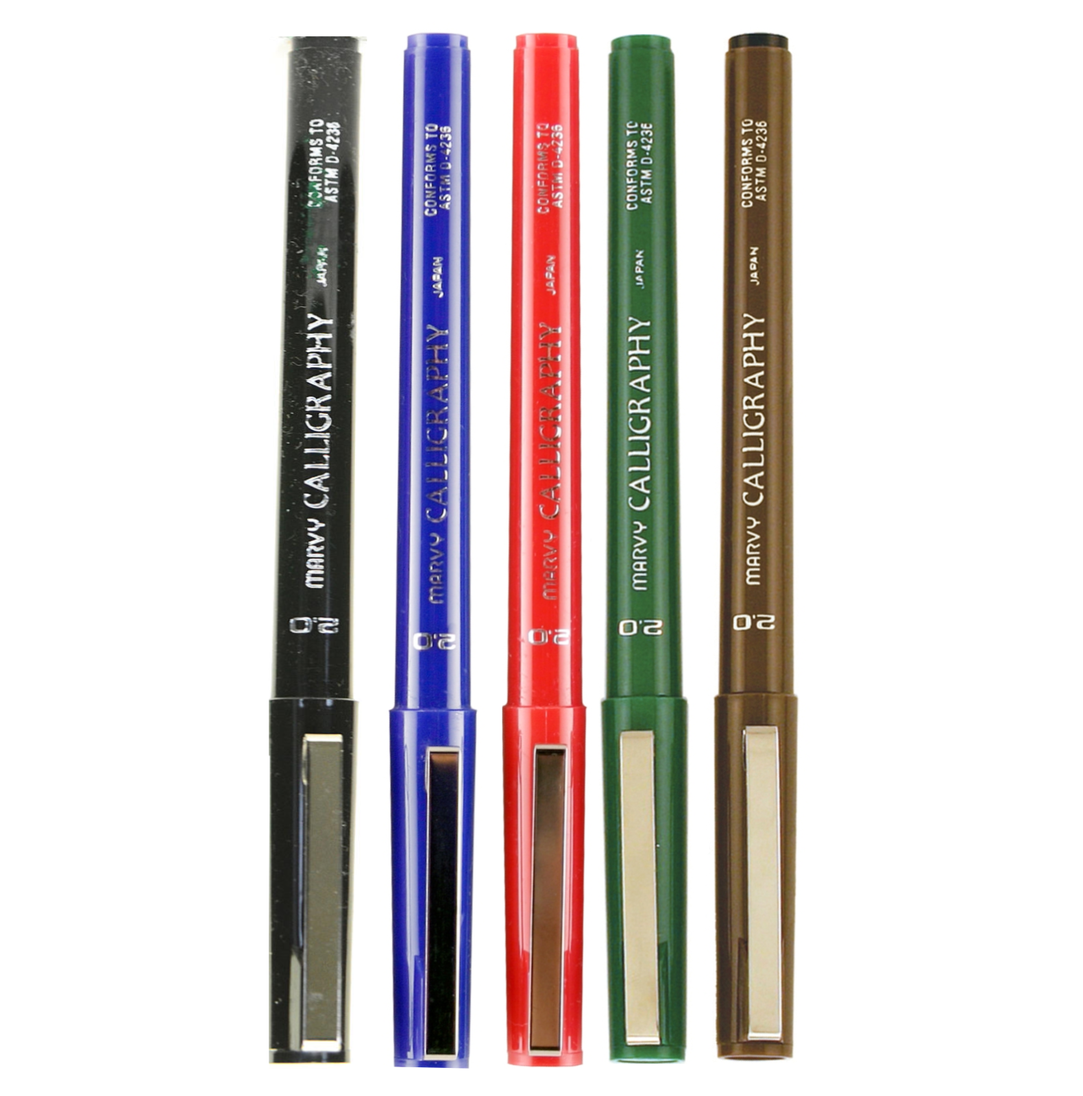 6000 Marvy Calligraphy Permanent Marker, 2.0mm, Assorted Colors, Set of ...