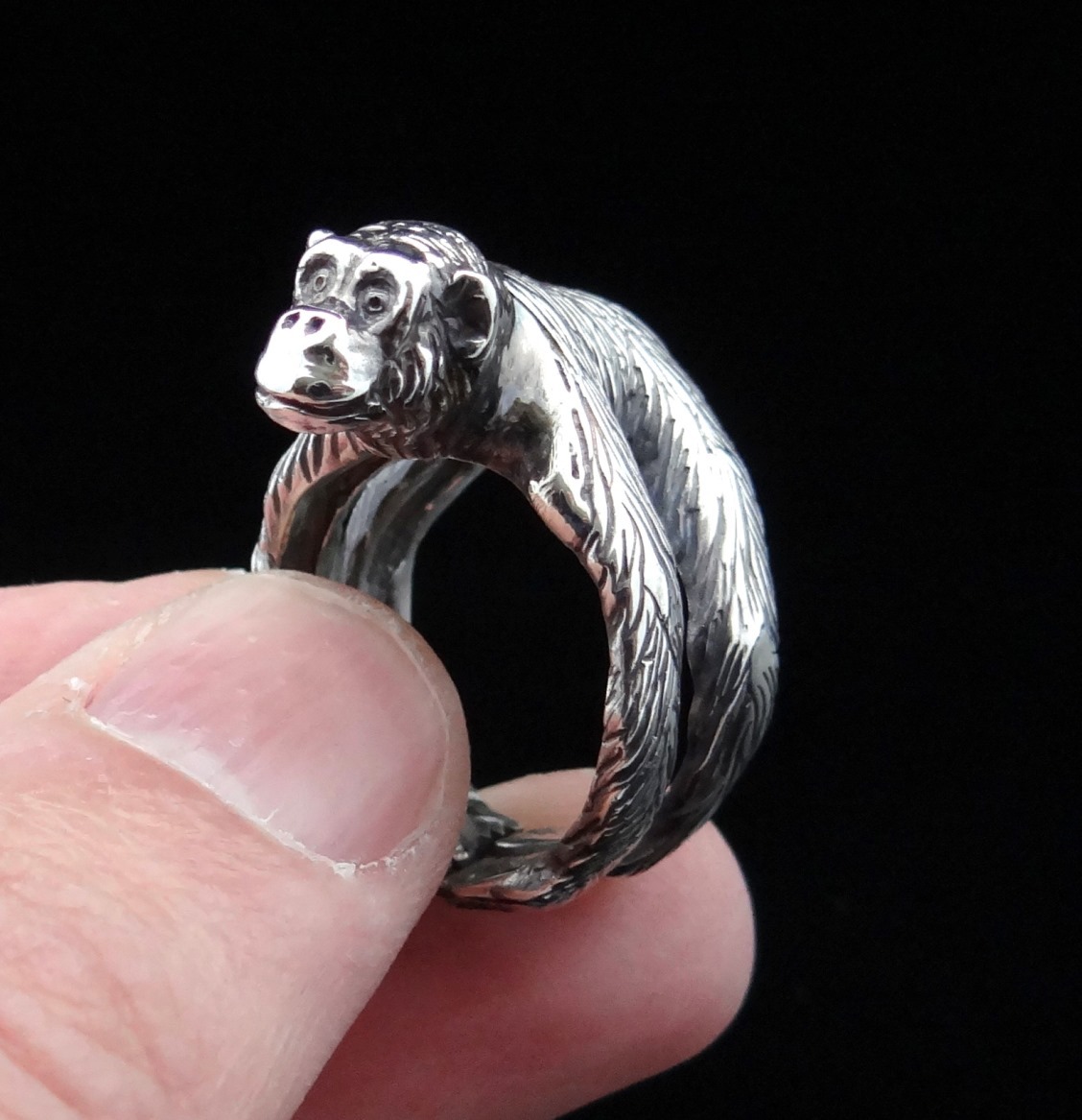 Monkey Ring, Chimpanzee Ring, Ape Ring, 925 Sterling Silver, Silver ...