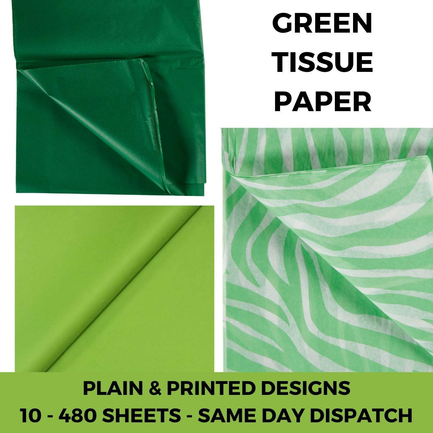 Green Tissue Paper Sheets - Large Acid Free 50x75 Plain & Printed Polka ...