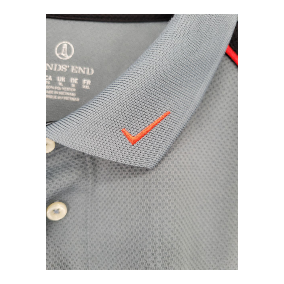 Lands End Mens Gray Black Polo Shirt XL Verizon Logo Red Trim | eBay