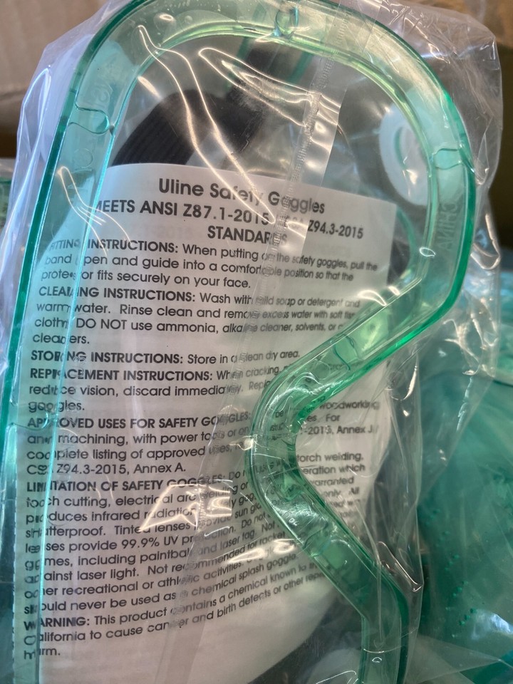 24 Pack - NEW ULINE Lab Safety Goggles Vent Glasses Shield | eBay