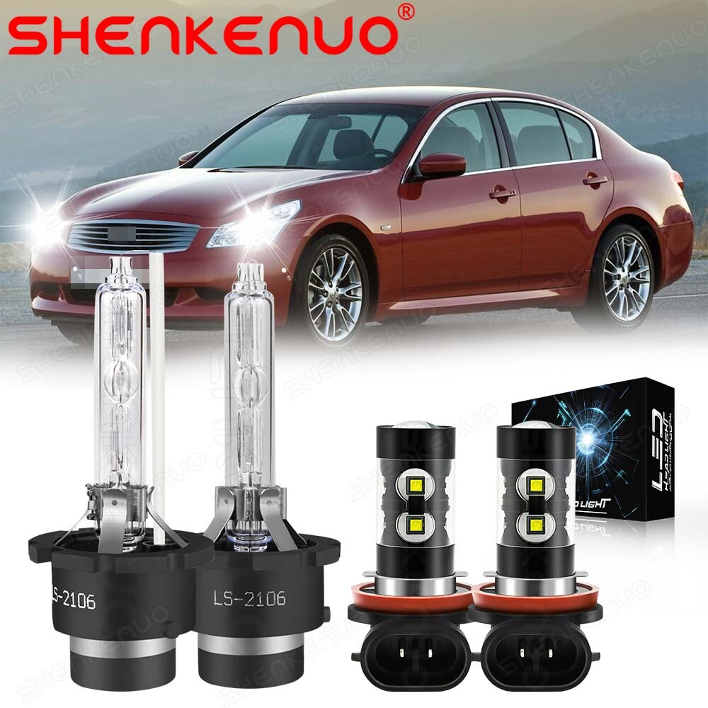 For Infiniti G37 2011-2013 D2S+H11 HID Headlight Bulbs+LED Fog Light ...