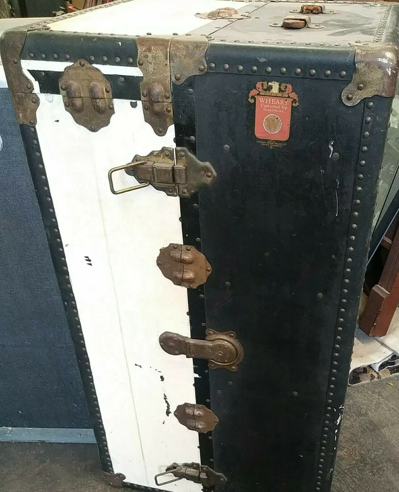 Antique Wheary rare 2 tone wardrobe steamer trunk local pick u or ...