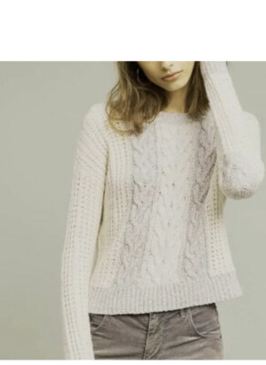 Anthropologie M Sleeping On Snow Marie Chunky Cable Knit Elbow Patch ...