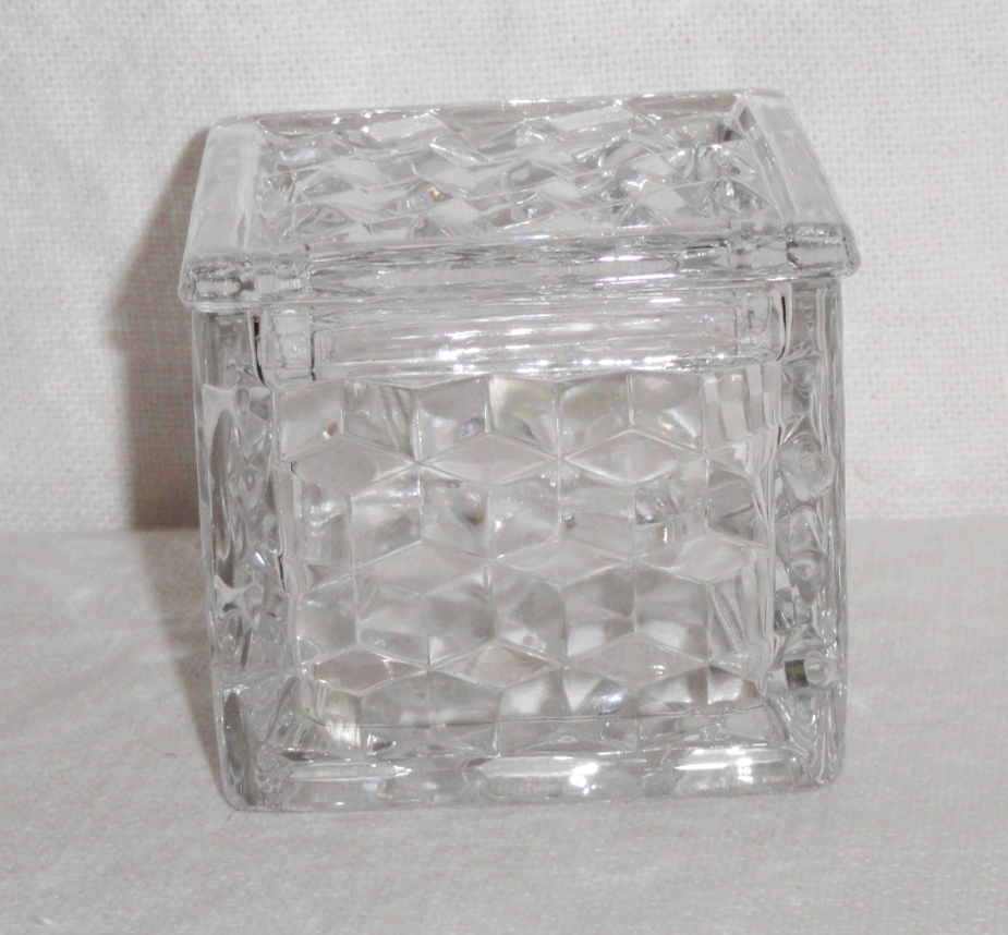 Fostoria Square Puff Box ~ American ~ Dresser Container w/Lid ~ Glass ...