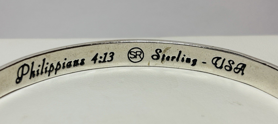 SR Sterling 925 Silver Religious Engraved Philippians 4:13 Bracelet 8 ...