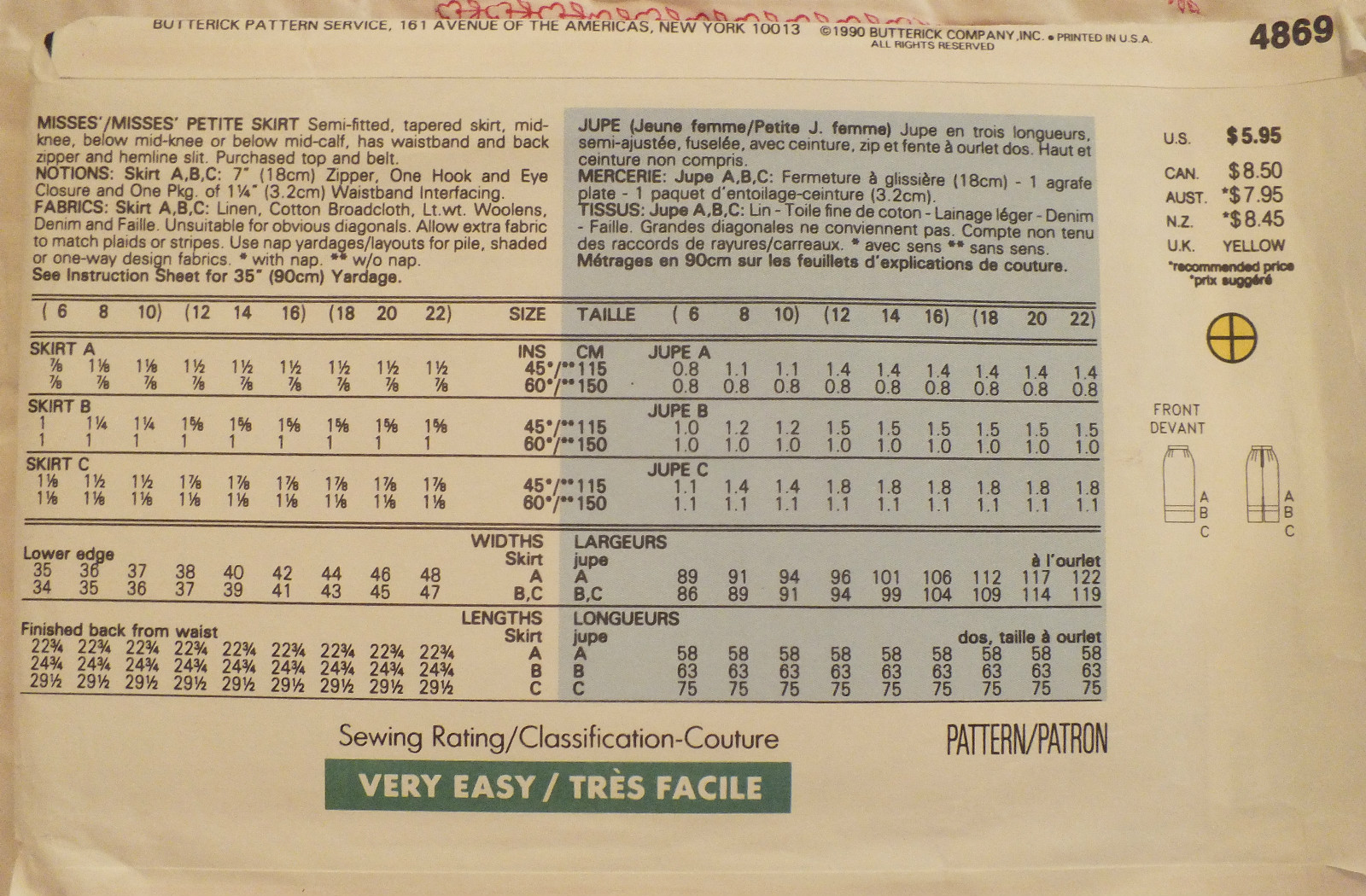 80s-90s BUTTERICK Skirts Pants Shorts Jumper & Jacket PATTERNS All 6-8 ...