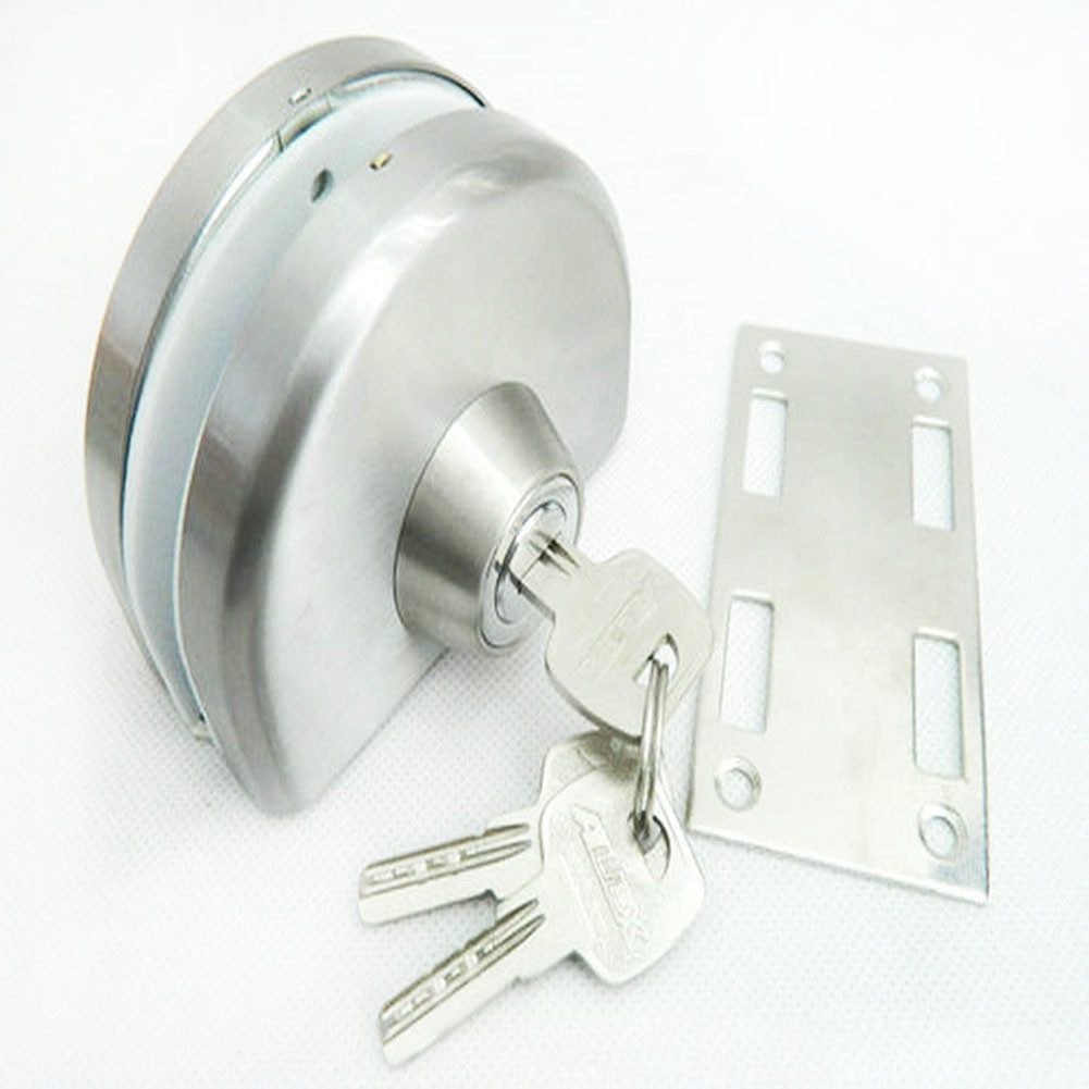 12mm Glass Door Lock Stainless Single Bolt Swing Push Sliding Silver ...