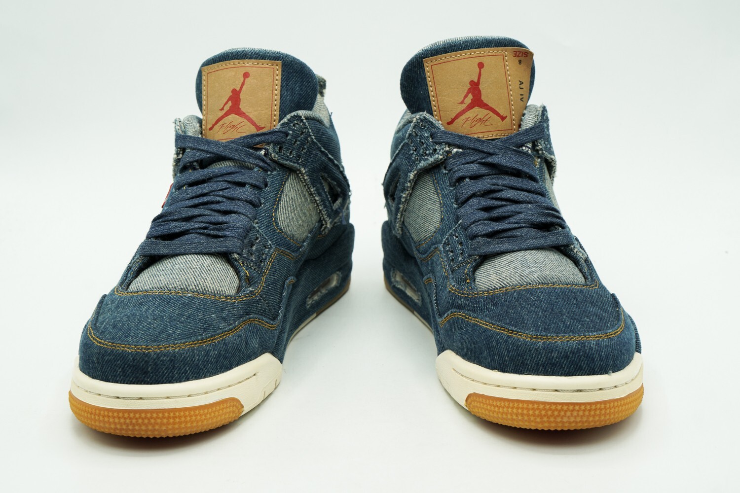 AIR JORDAN 4 IV RETRO USED SIZE 8 LEVI'S DENIM SAIL GAME RED AO2571 401 ...