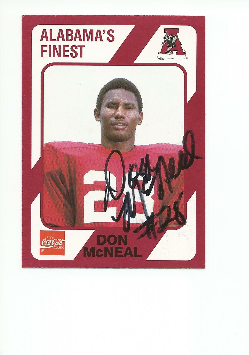 DON McNEAL Autographed Signed 1989 card Alabama Crimson Tide Football ...