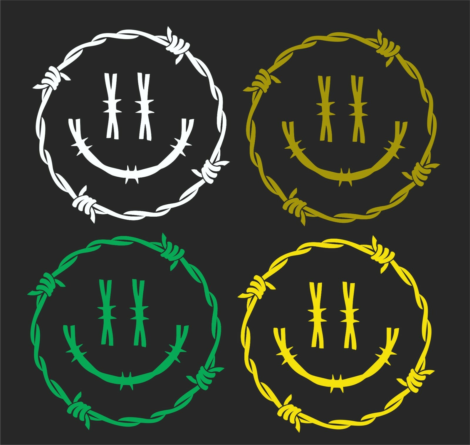 BARBED WIRE FACE CAR WINDOW DECAL..PICK SIZE & COLOR ..2 FOR 1 | eBay