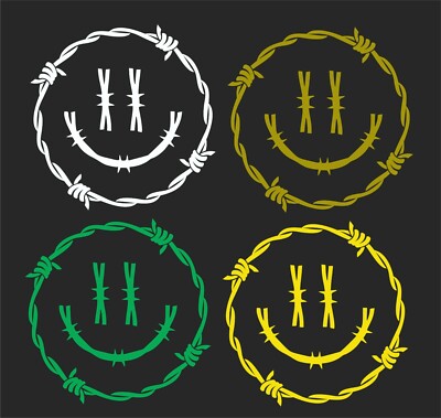 BARBED WIRE FACE CAR WINDOW DECAL..PICK SIZE & COLOR ..2 FOR 1 | eBay