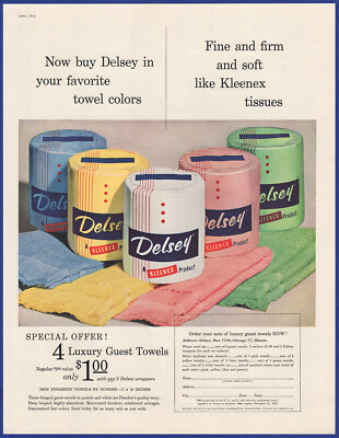 Vintage 1955 KLEENEX DELSEY Toilet Paper Tissue Bathroom Decor 1950's ...