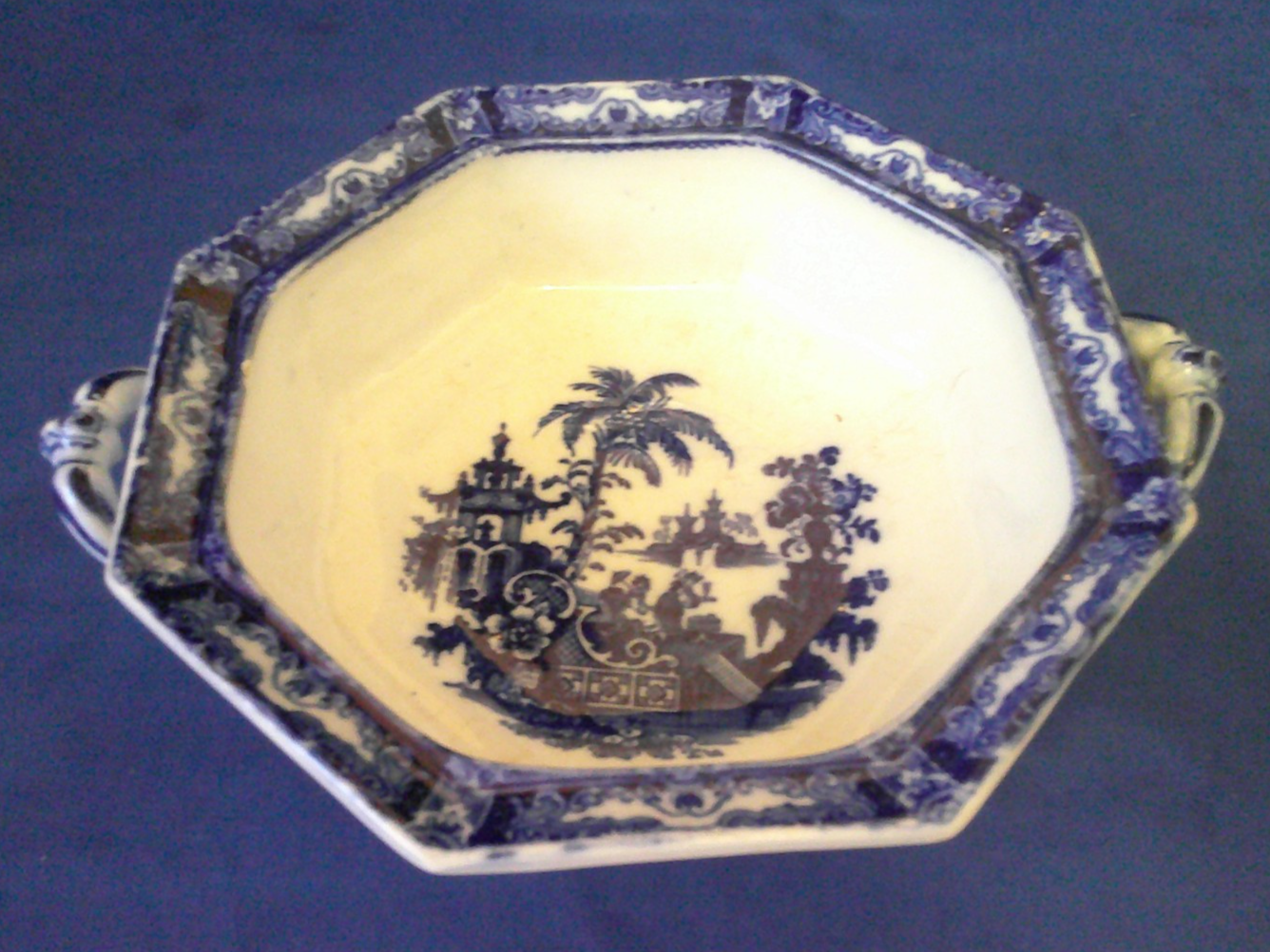 Antique William Adams & Co Kyber Flow Blue 2 Tureens Blue Transfer ...