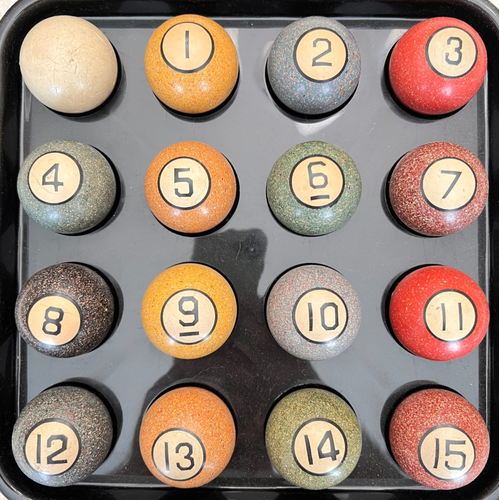Rare Vintage 1 3/4" Clay Large Number Speckled Billiard Ball Set ...