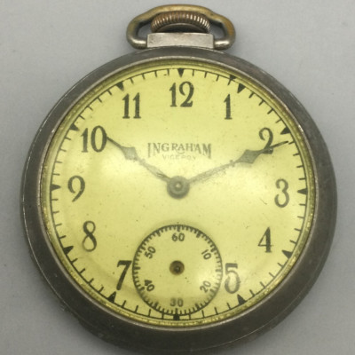 Vtg Ingraham Viceroy Dial Pocket Watch Silver Tone Cream Dial FOR PARTS ...
