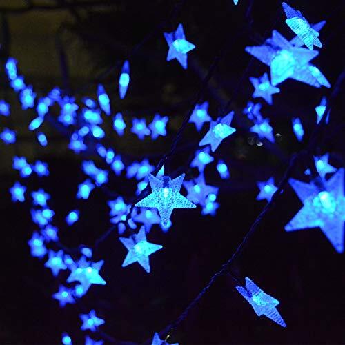 120 Led Blue Solar Star String Lights Waterproof Solar Powered Outdoor ...