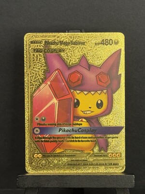 Pokemon TCG Pikachu Mega Sableye Tag Cosplay Gold Metal Foil HP 480 Fan ...