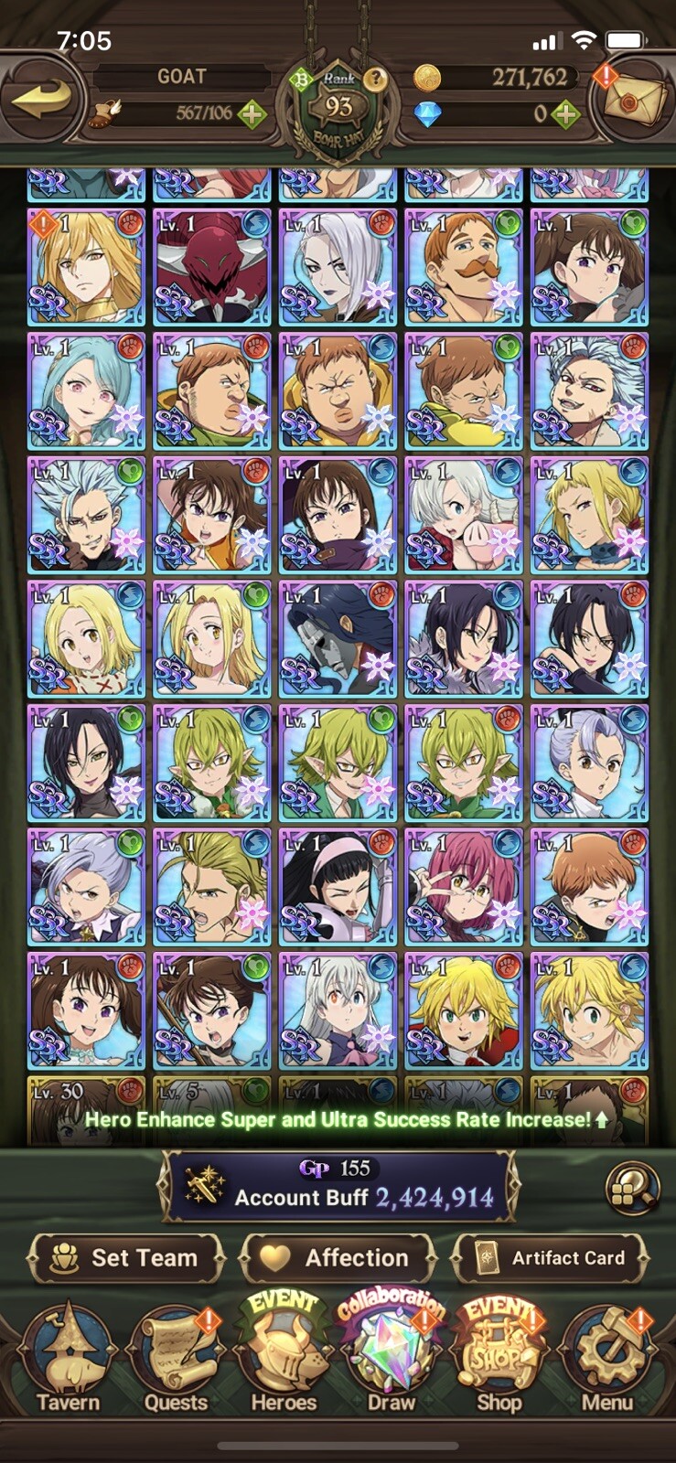 [GLOBAL] Seven Deadly Sins Grand Cross Account, 7DS, 1250+ GEMS, Random ...