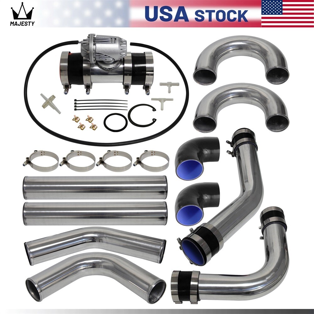 3" 76mm Universal Intercooler Piping Kit + BOV Turbo Blow Off Valve Kit ...