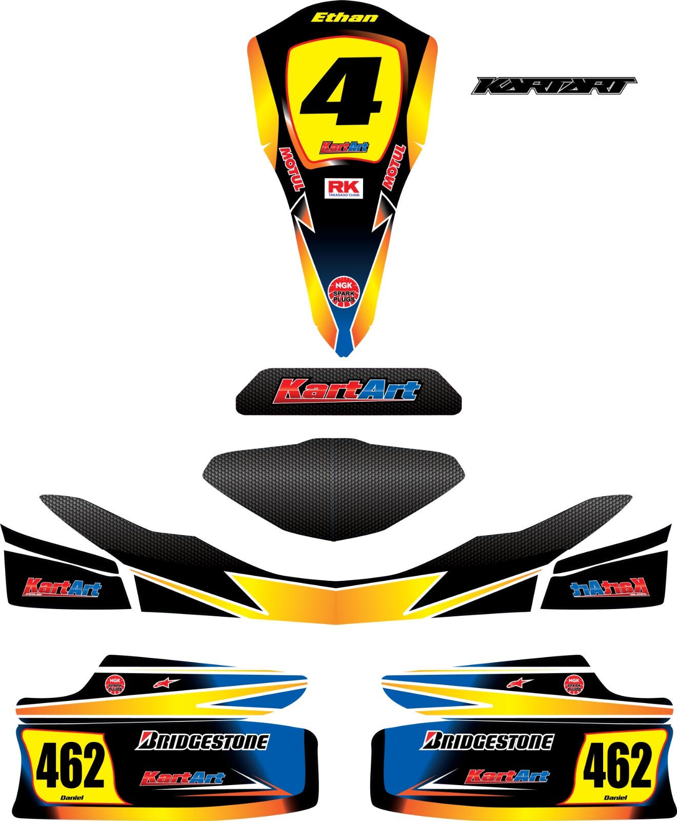 TonyKart OTK Cadet Rookie 10-14 KART ART sticker kit SUNRISE STYLE ...