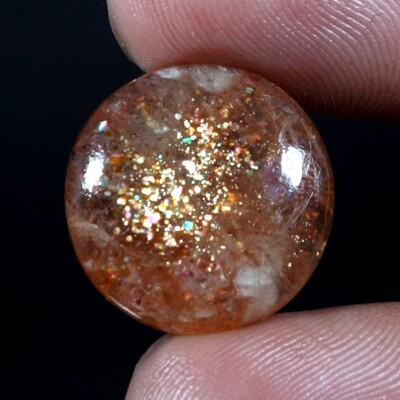Natural Sunstone Gemstone 15.40 Cts. Sunstone Round Red Sparkle ...