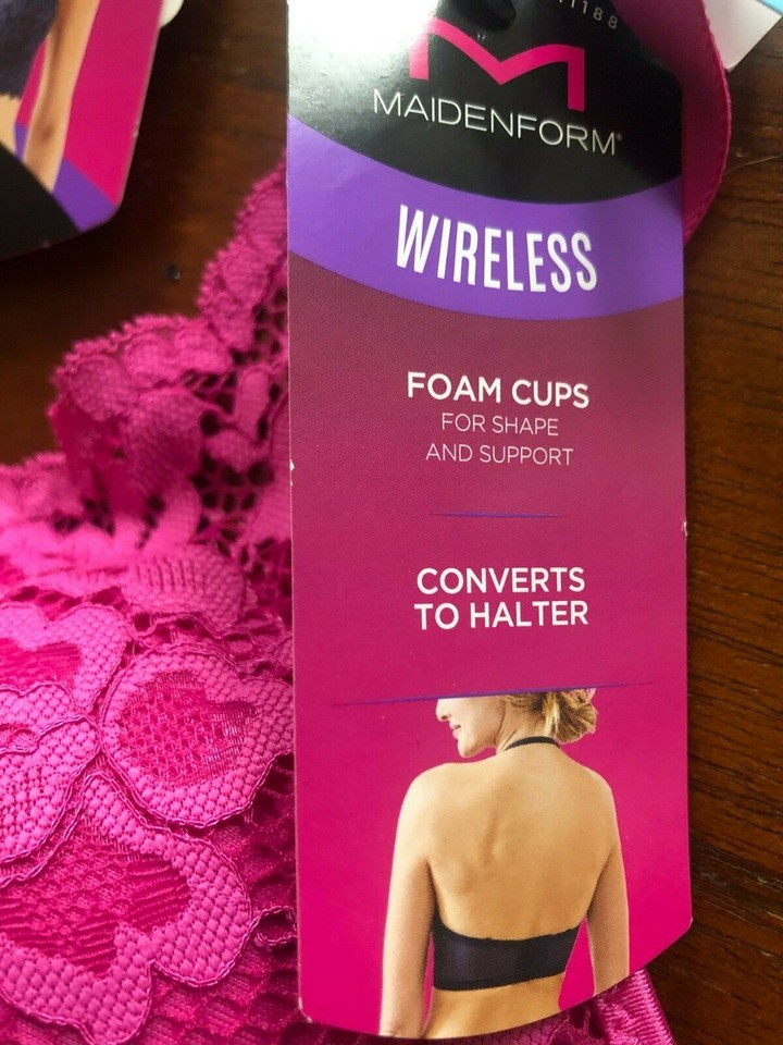 New Maidenform Pink Lace DM1188 Wireless Convertible Bralette 36D MSRP ...