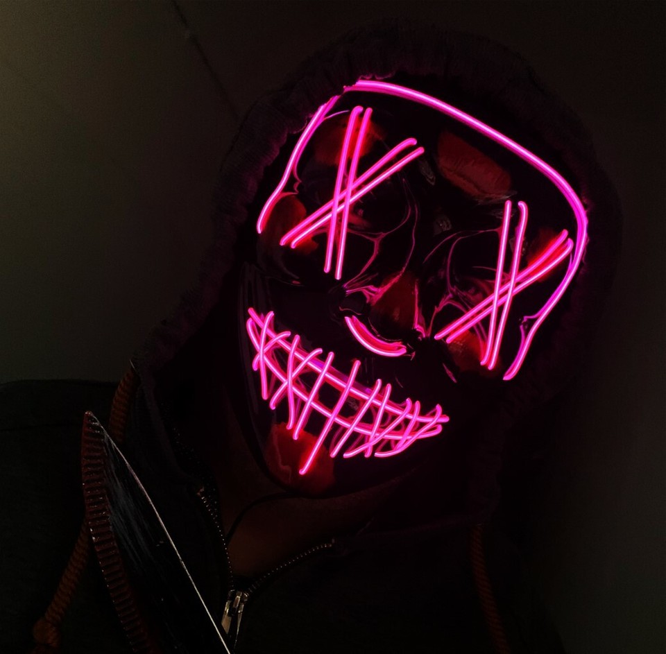 Neon Stitches LED Mask Wire Light Up Purge Halloween Costume Mask ...