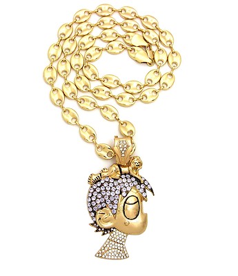 HIP HOP FULL ICED LIL UZI VERT PENDANT 10mm 30" MARINER ANCHOR CHAIN ...