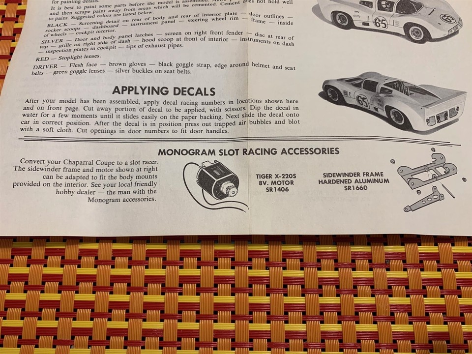 1/24 Monogram PC142 Chaparral 2D Prototype model kit & slot car body ...