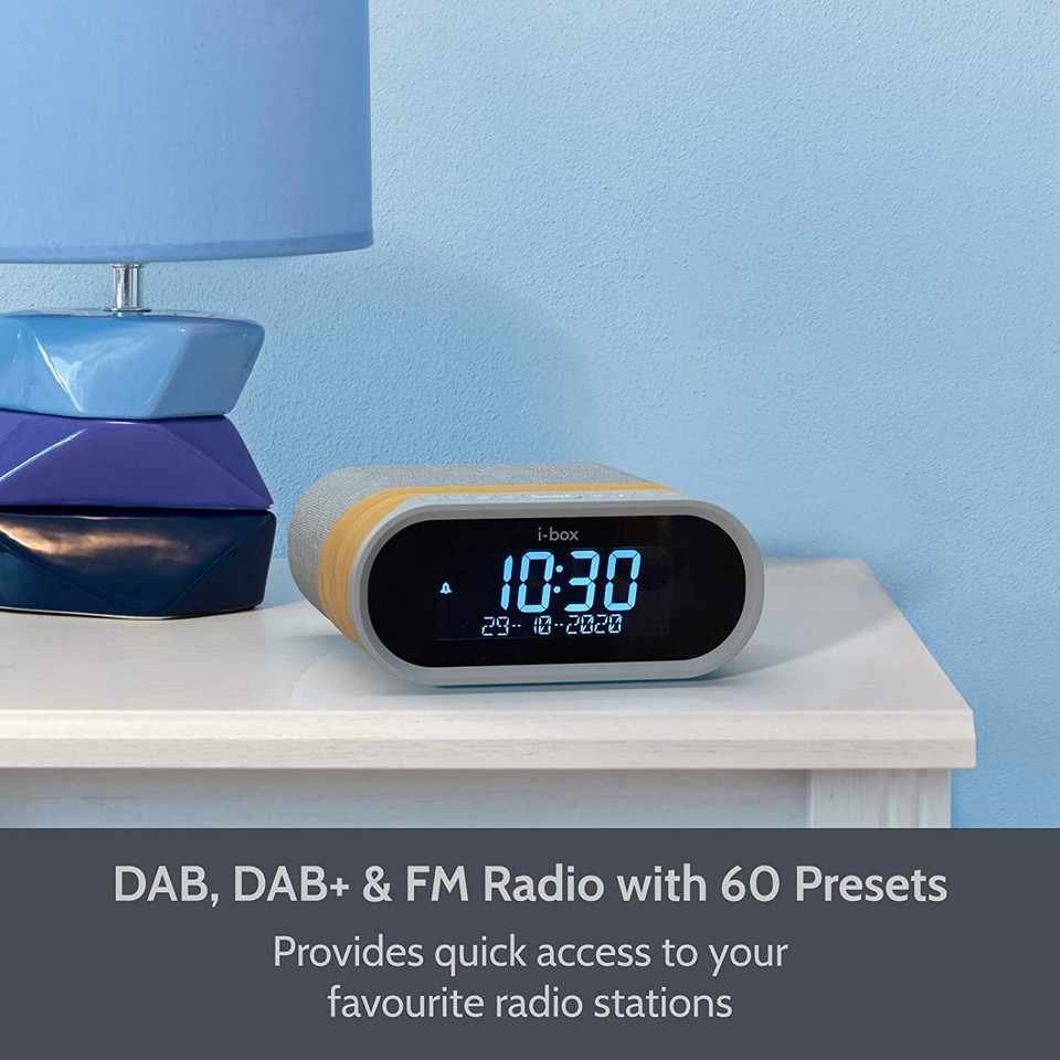 I-Box DAB Clock Radio Dual Alarm Induction Charging Bluetooth Music ...
