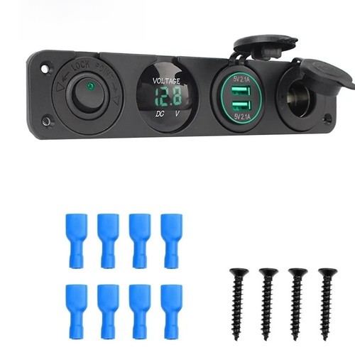 Mounting Hardware 3.1A USB Panel LED Indicator Lights Three USB Ports ...