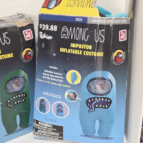 (2) Toikido Among Us Green & Blue Imposter Inflatable Halloween Costume ...